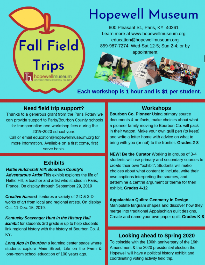 2019 Fall Field Trips – Hopewell Museum